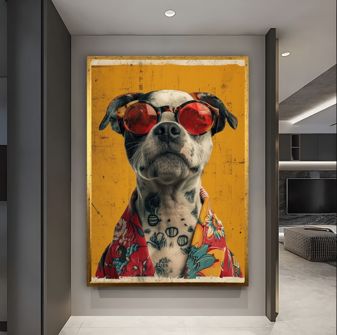 Dog Wall Art, Funny Animals Decor Fashion Wall Art Unique Design ...