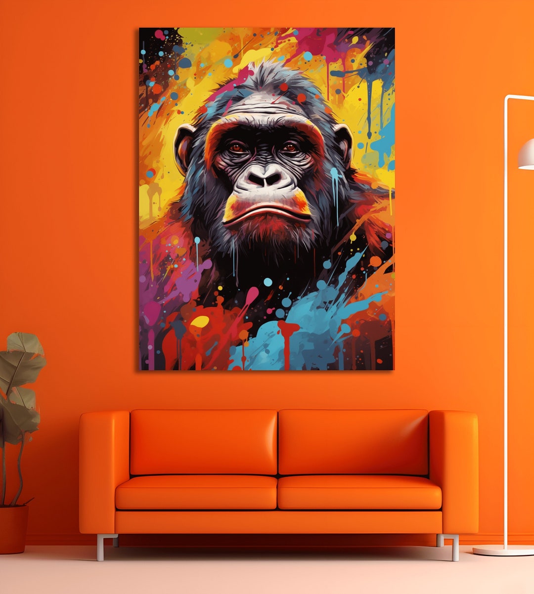 Monkey Wall Art, Abstract Animals Art, Nursery Wall Art, Gift for ...