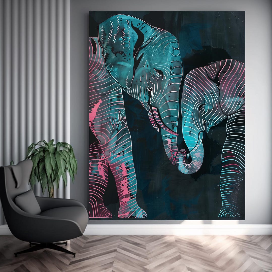 Elephant Wall Decor Large Elephant Art Safari Nursery Art Framed Animal ...