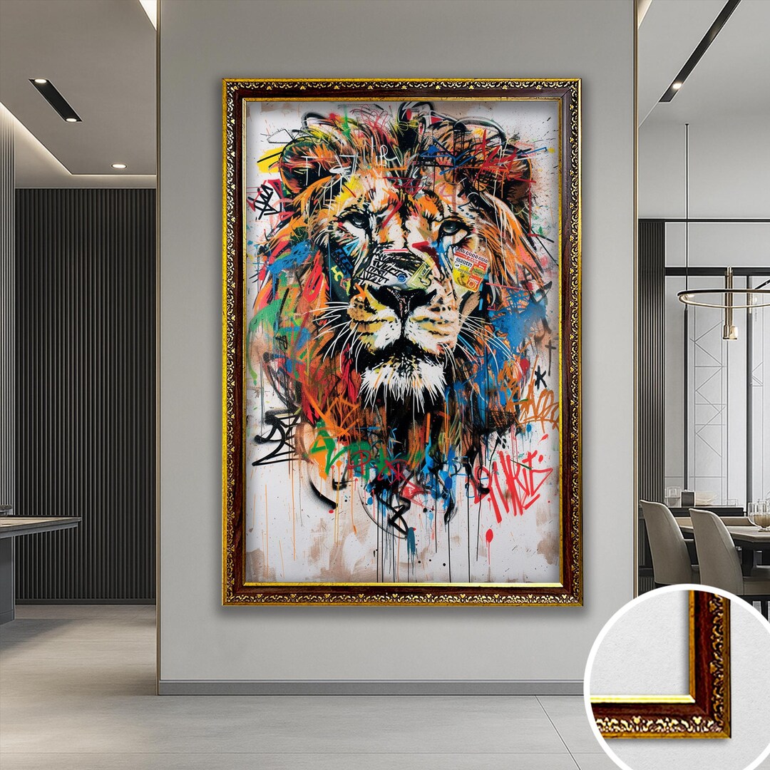 Lion Wall Decoration Lion Portrait Banksy Art Graffiti Wall Decoration ...
