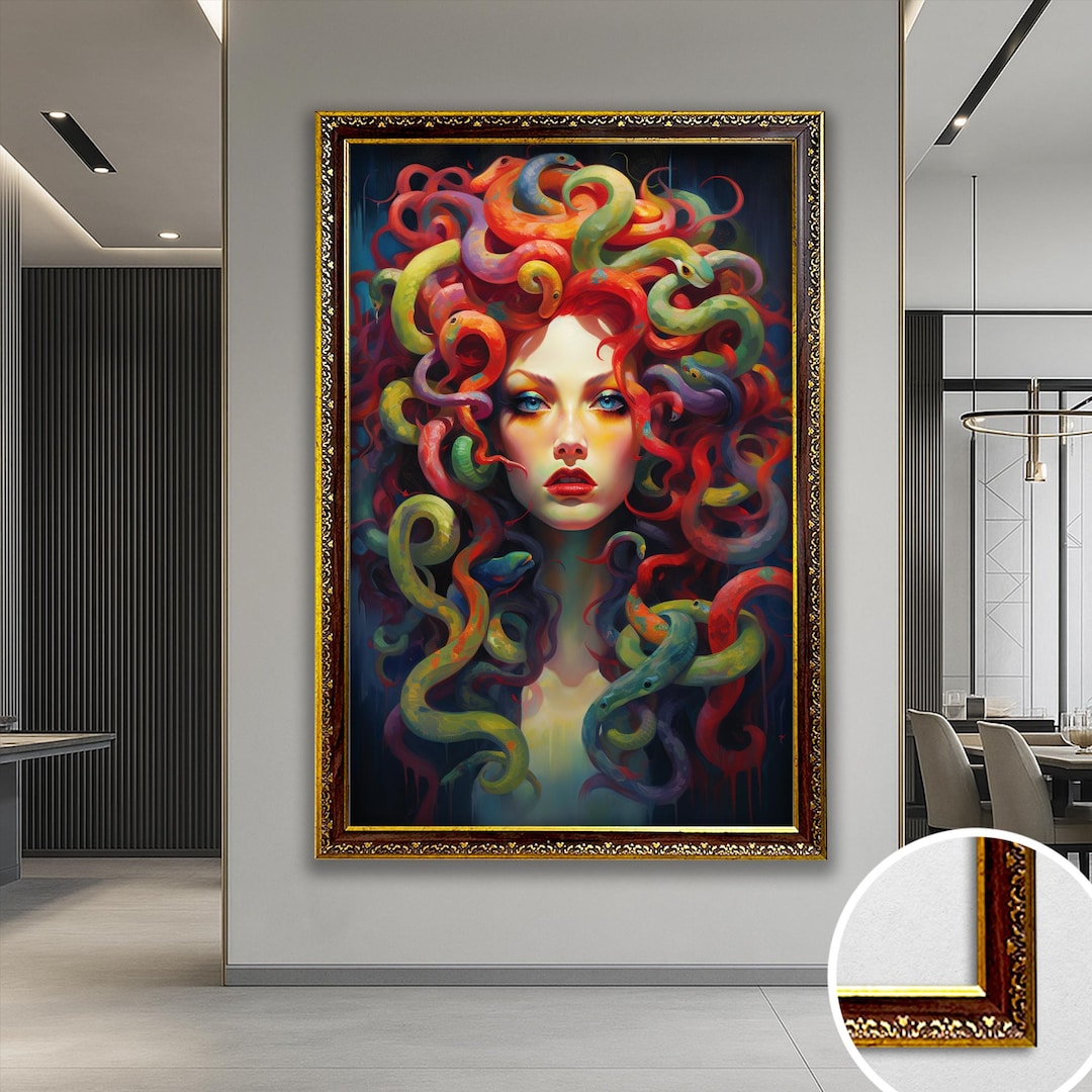 Medusa Wall Art, Greek Mythology Wall Art, Woman With Snake Head Canvas ...