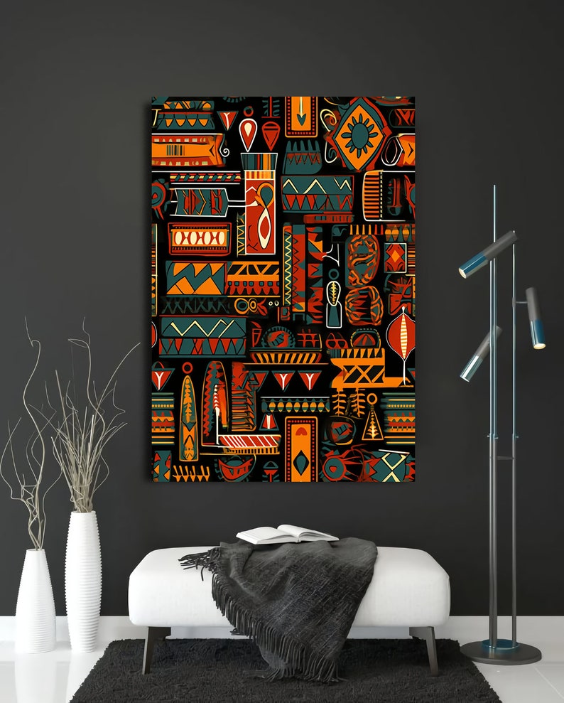 African Culture Art African Patterns Abstract Wall Art Canvas Print ...