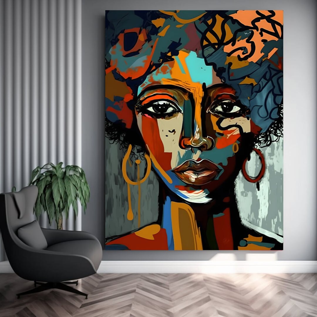 Abstract Woman Face Art, Colorful Art Face Art, Colorful Woman Canvas ...
