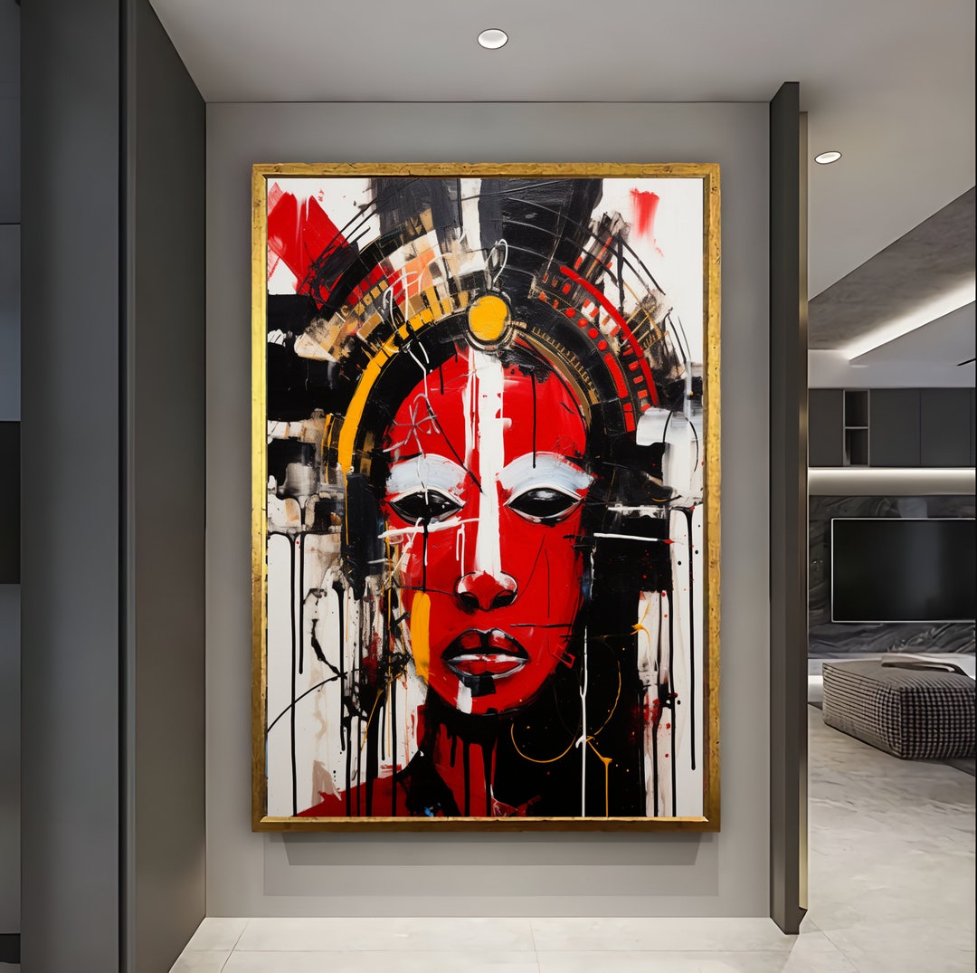 African Abstract Wall Art, African Oil Painting, African Home Decor, Abstract Canvas Painting ...