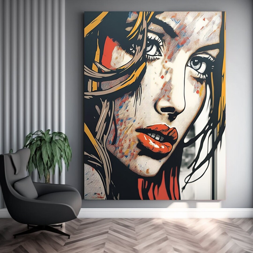 Female Wall Art, Pop Art, Woman Wall Decor, Beautiful Woman Painting ...