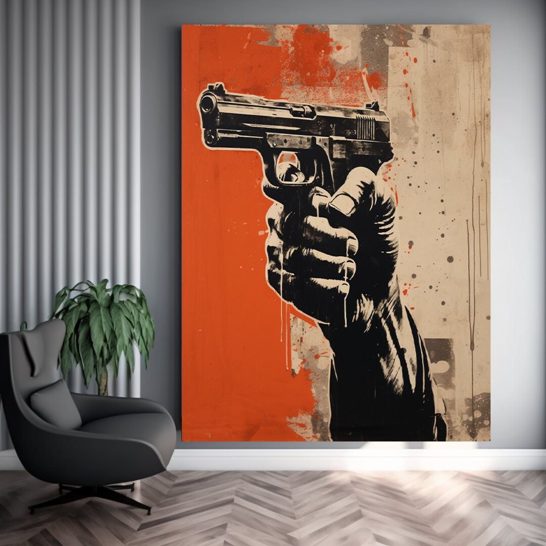 Hand Shooting Gun, Banksy Wall Decor, Graffiti Wall Decor, Teen Room ...