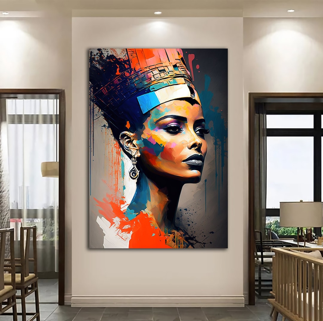Egyptian Queen Decor, Nefertiti Canvas Art, Egyptian Pyramids Decor ...