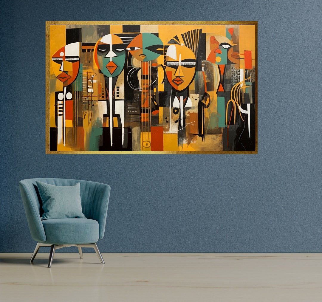 Abstract African Painting, African Historical Wall Art, Modern African Decor, Abstract Art ...