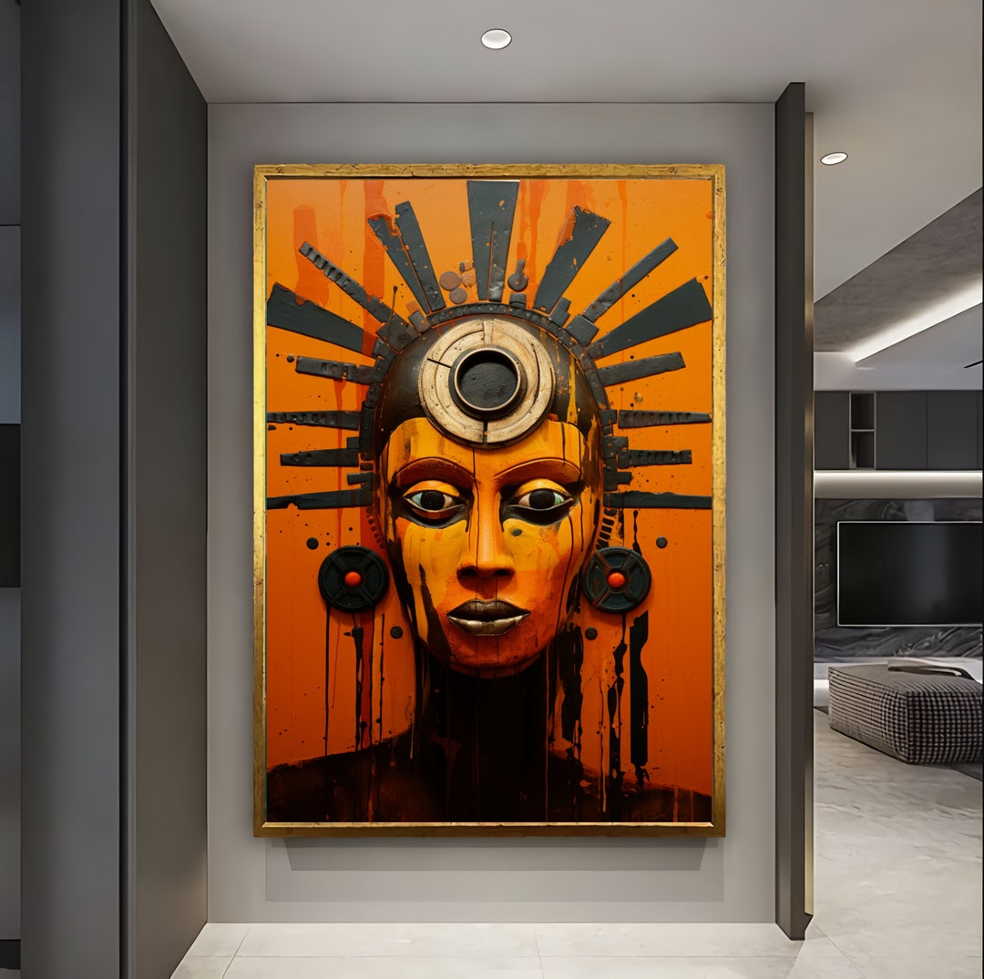 African Tribe Chief Wall Art, African Culture Themed Wall Art, African ...