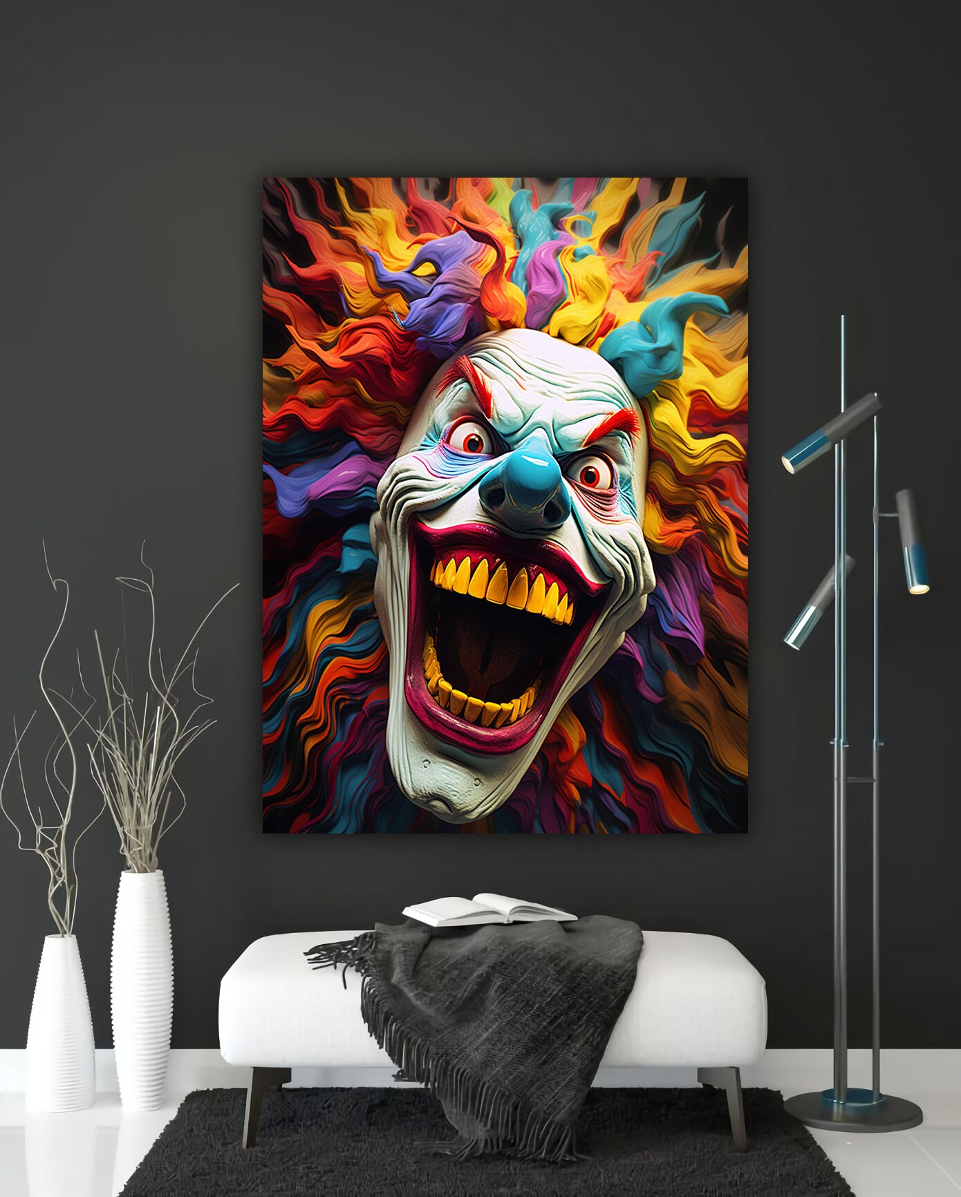 Scary Clown Wall Decor Edgy Clown Canvas Painting Horror - Etsy