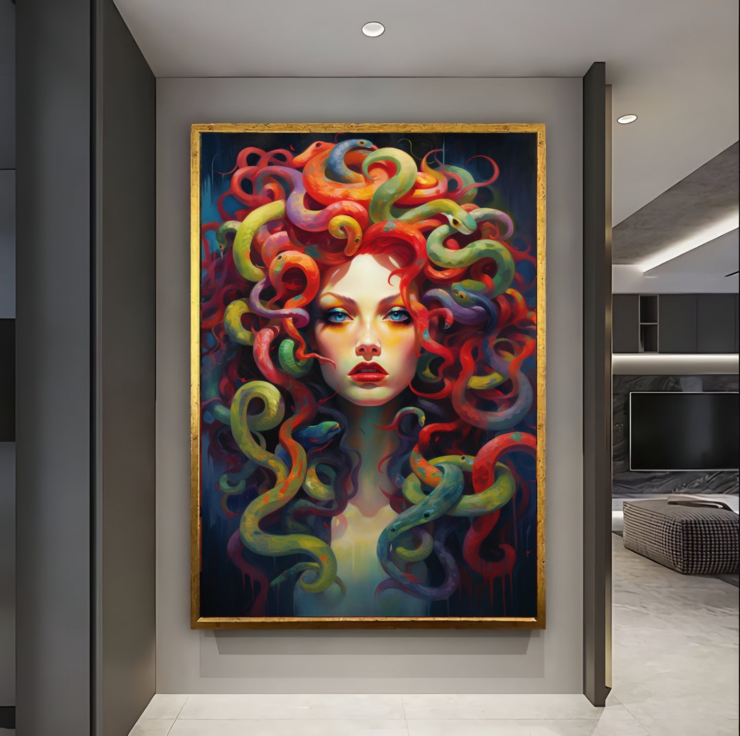 Medusa Wall Art, Greek Mythology Wall Art, Woman With Snake Head Canvas ...