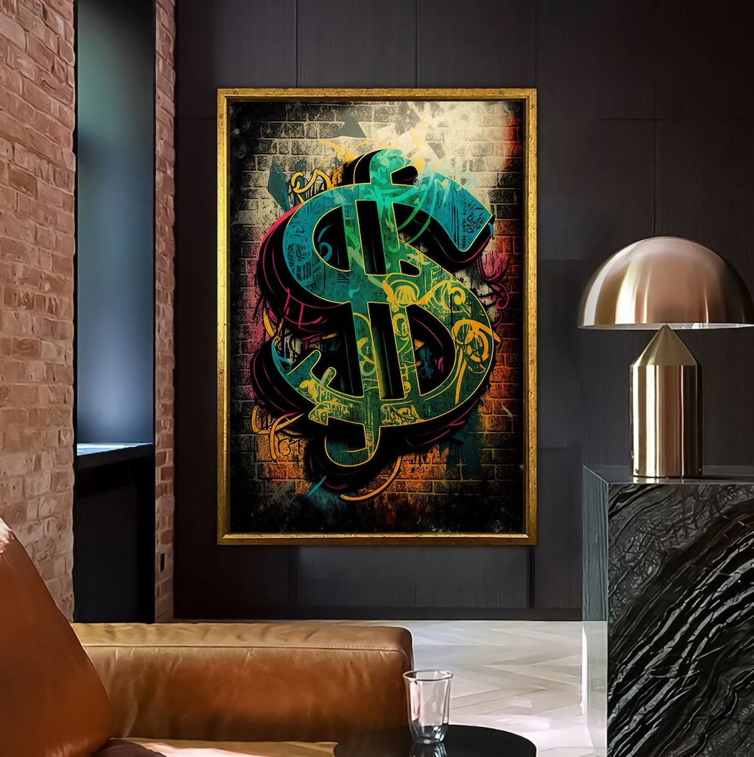 Dollar Wall Art, Money Canvas Painting, Motivational Wall Art, Wall ...