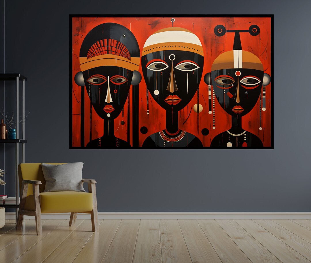 African Wall Symbols, African Canvas Painting, African Culture Home ...