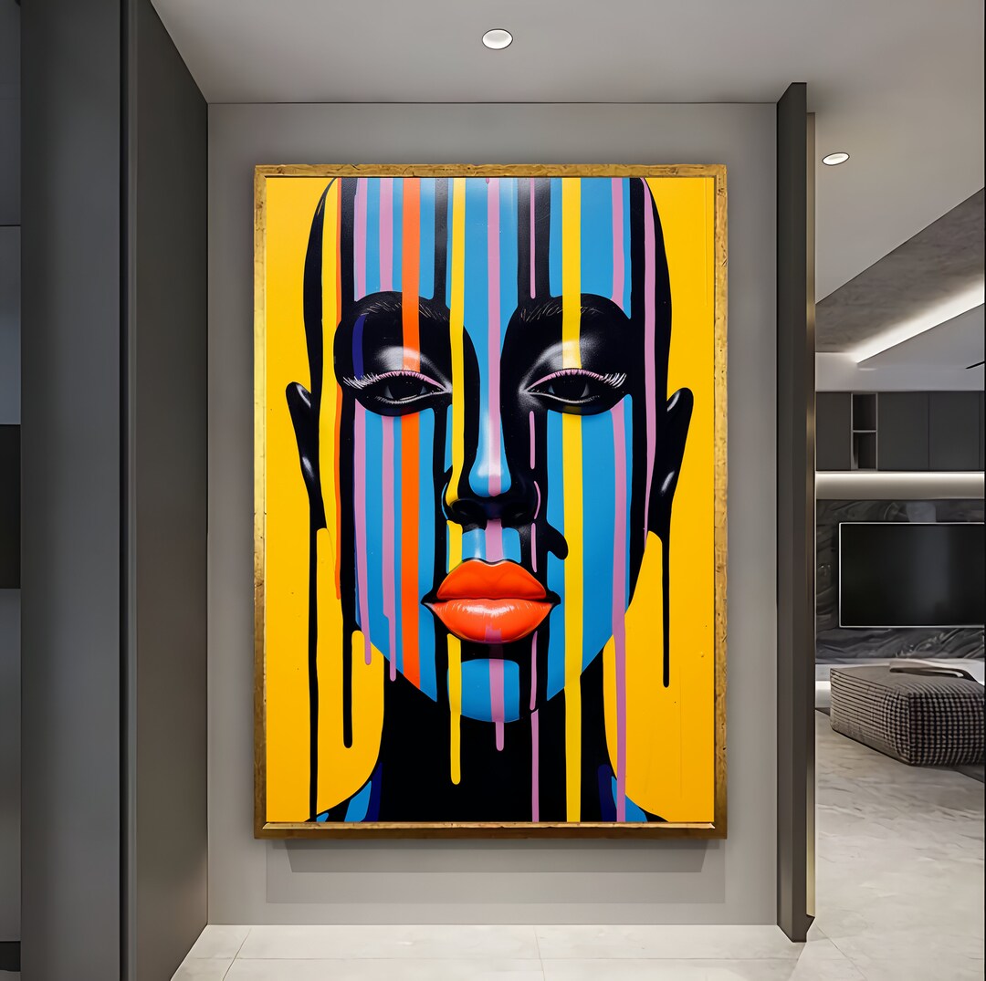 A Woman's Face With Colors Flowing From Her Face, Oil Painting Effect ...