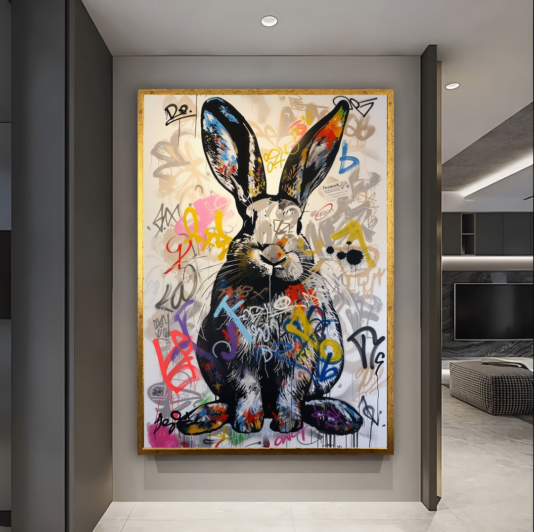 Funny Rabbit Art Graffiti Decor Banksy Wall Art Luxury Wall Art Famous ...