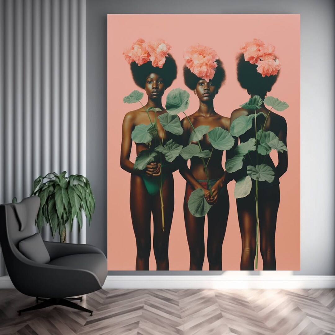 Nude African Women Floral African Nude Woman Wall Art African People