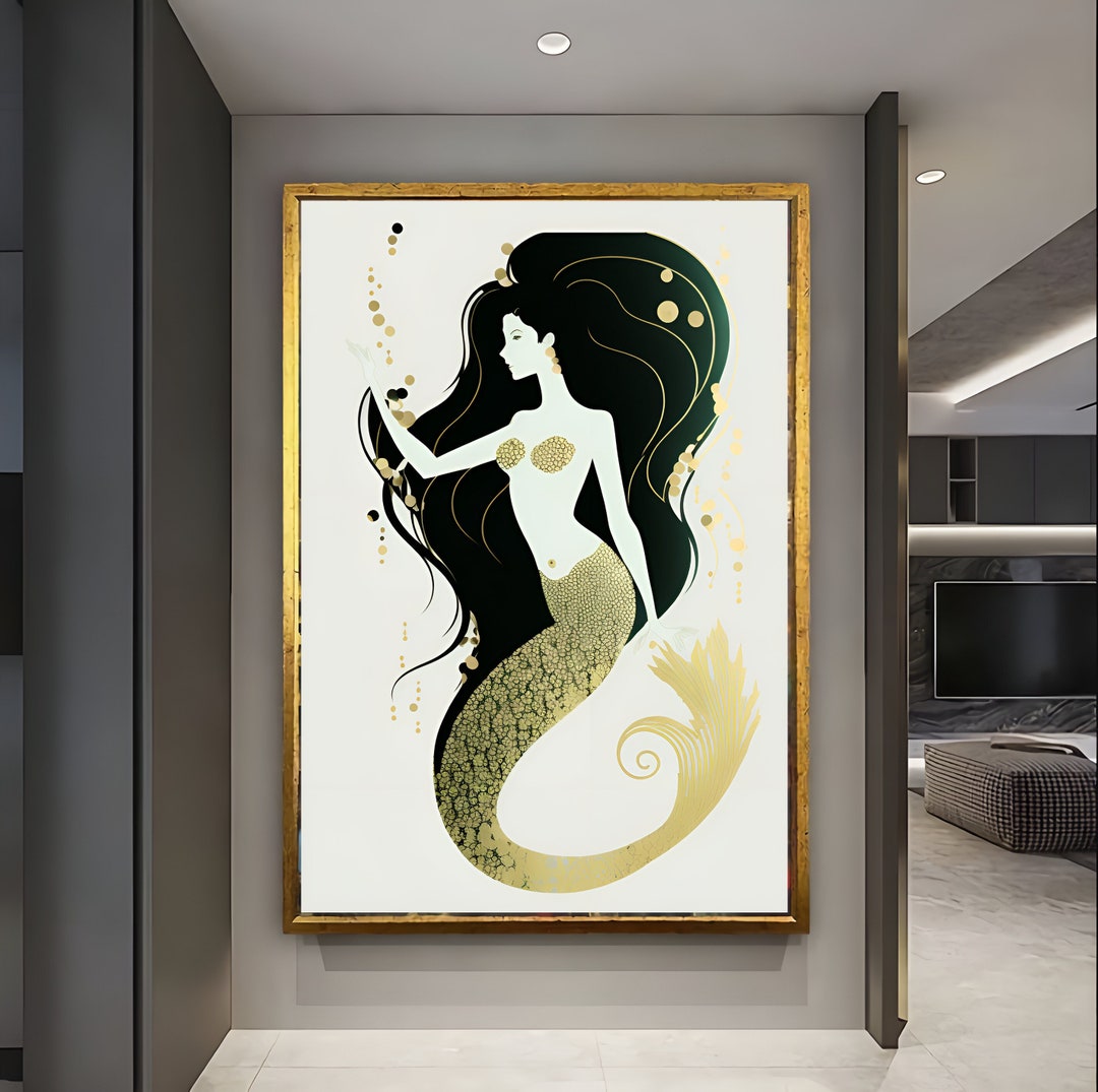 Mermaid in Water Fishes and Mermaid Canvas Wall Art Mermaid - Etsy