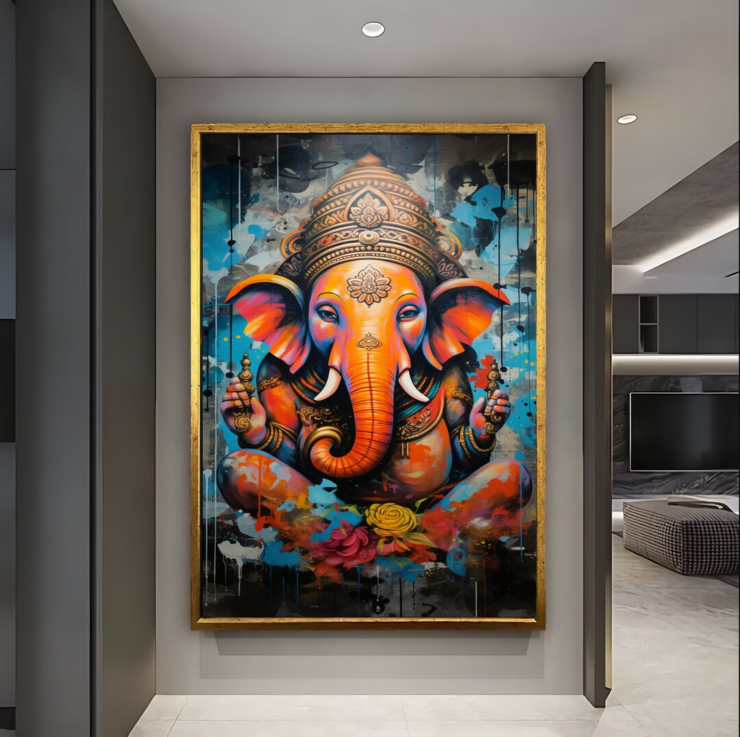 Lord Ganesha Wall Art, Hindu God Framed Canvas, Indian God Framed Art ...