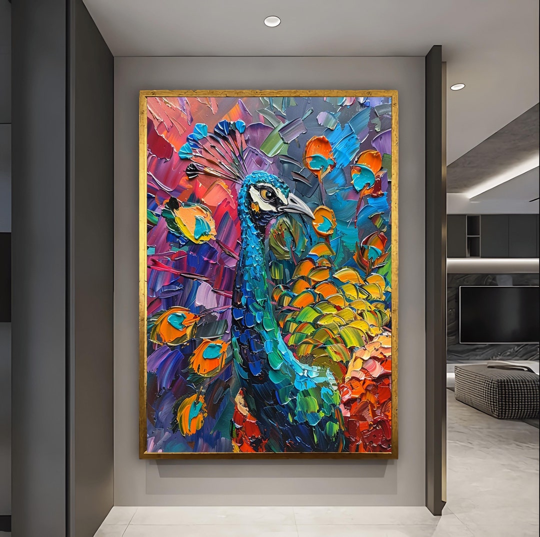Peacock Decorations Canvas Print Peacock Design Oil Painting Interior ...