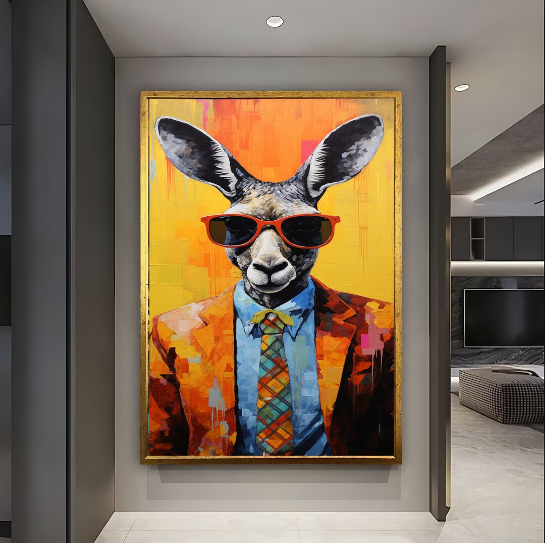 Kangaroo Wall Art, Cool Portrait of a Kangaroo, Well Dressed Artist ...