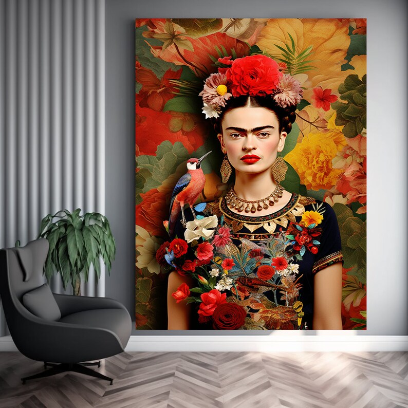 Frida Kahlo and Flowers Wall Art Frida Kahlo Colorful Wall - Etsy Australia