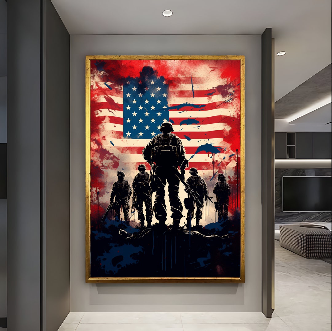 American Military Wall Art, Soldier Wall Decor, American Culture Wall ...