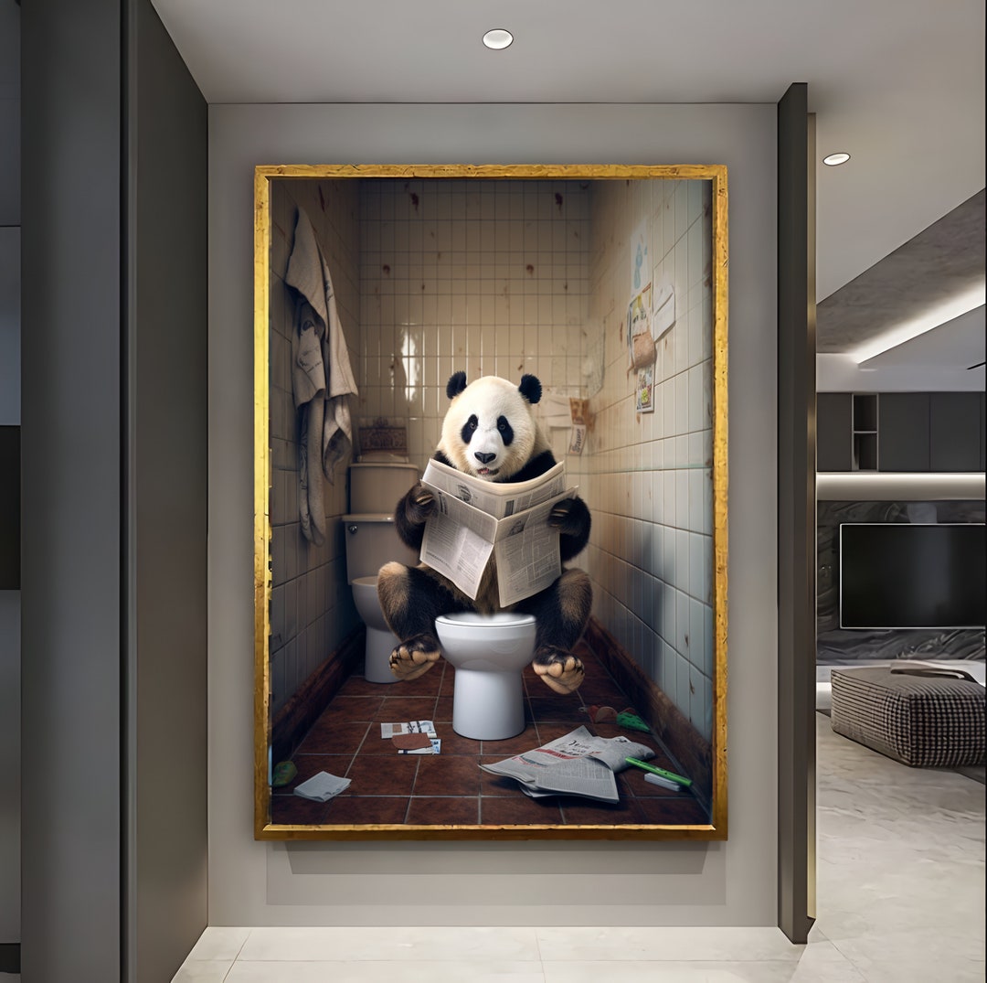 Cute Panda Wall Art, Panda Canvas Decor, Animal Wall Art, Farmhouse Art ...