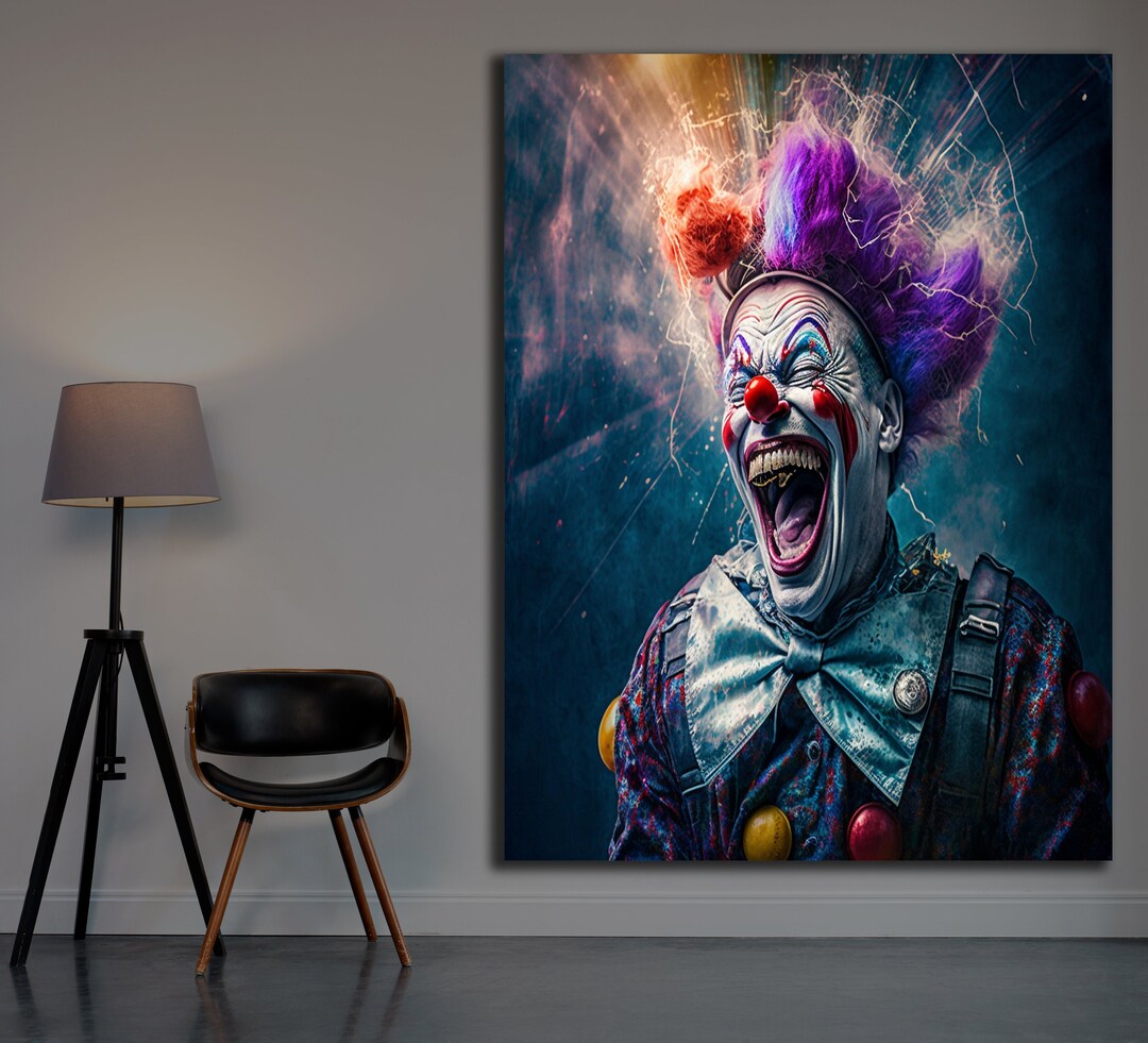 Clown Wall Art, Scary Clown Art, Abstract Wall Art, Horror Wall Art ...