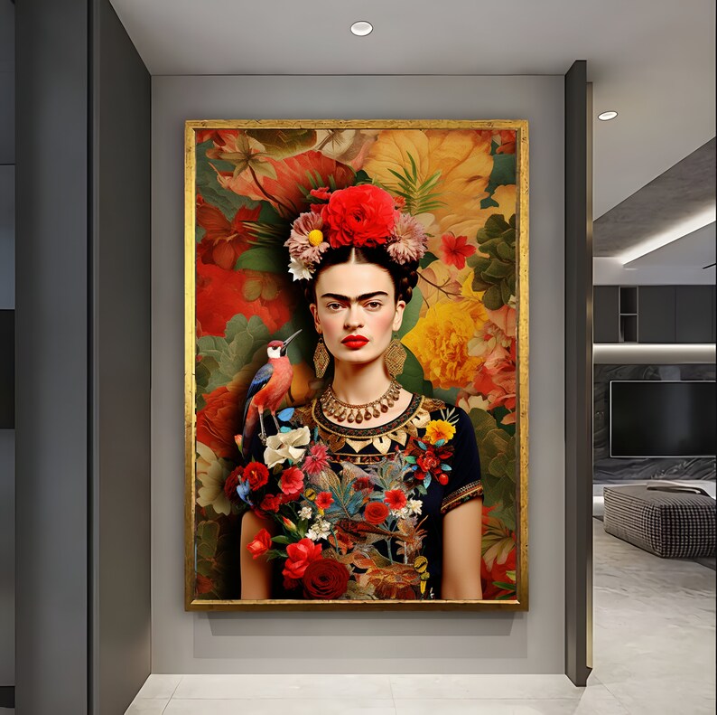 Frida Kahlo and Flowers Wall Art Frida Kahlo Colorful Wall - Etsy