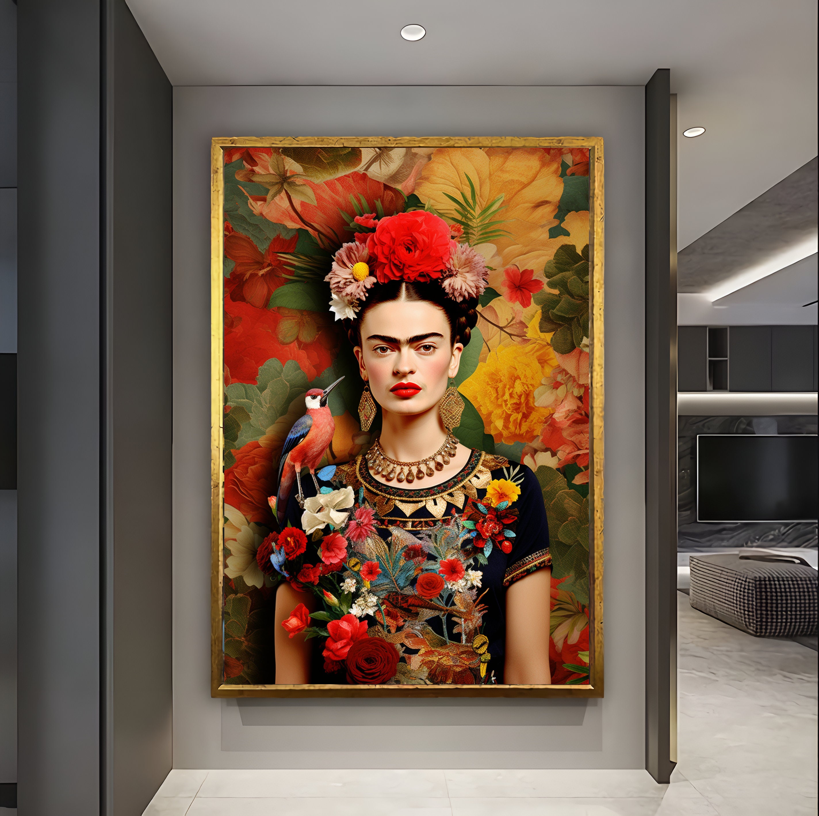 Frida Kahlo and Flowers Wall Art Frida Kahlo Colorful Wall - Etsy Australia