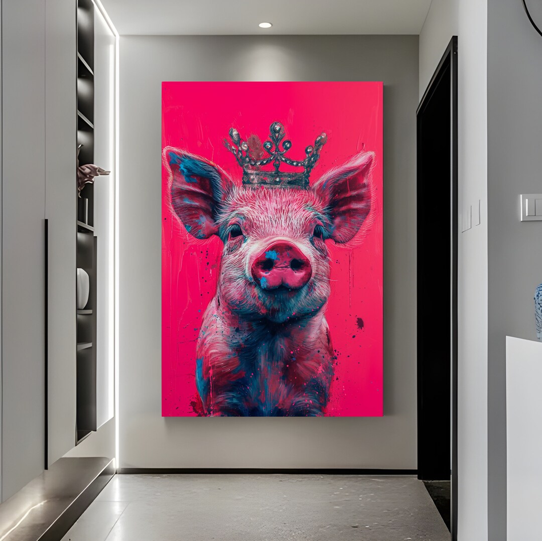 Pig Art, Pig Gifts Abstract Animals Art İnterior Decor Large Artwork ...