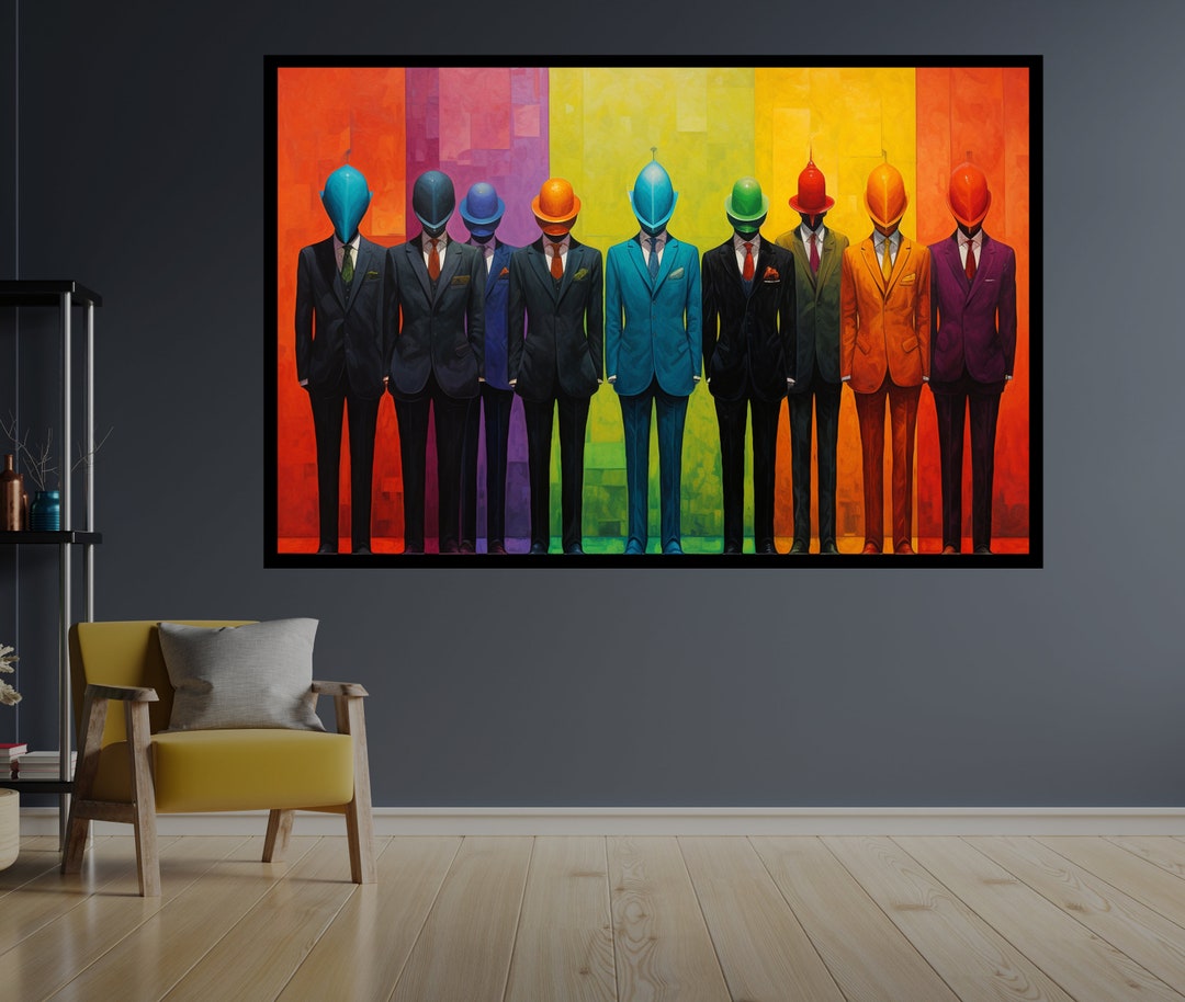 Men in Suits Wall Art, Office Wall Art, Colorful People, Rainbow Wall ...