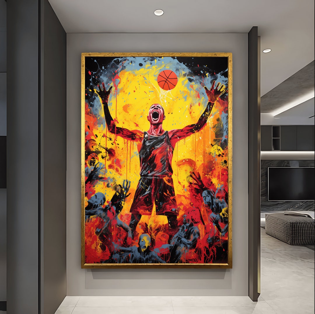 Basketball Wall Art, Basketball Graffiti Wall Art, Sports Wall Decor ...