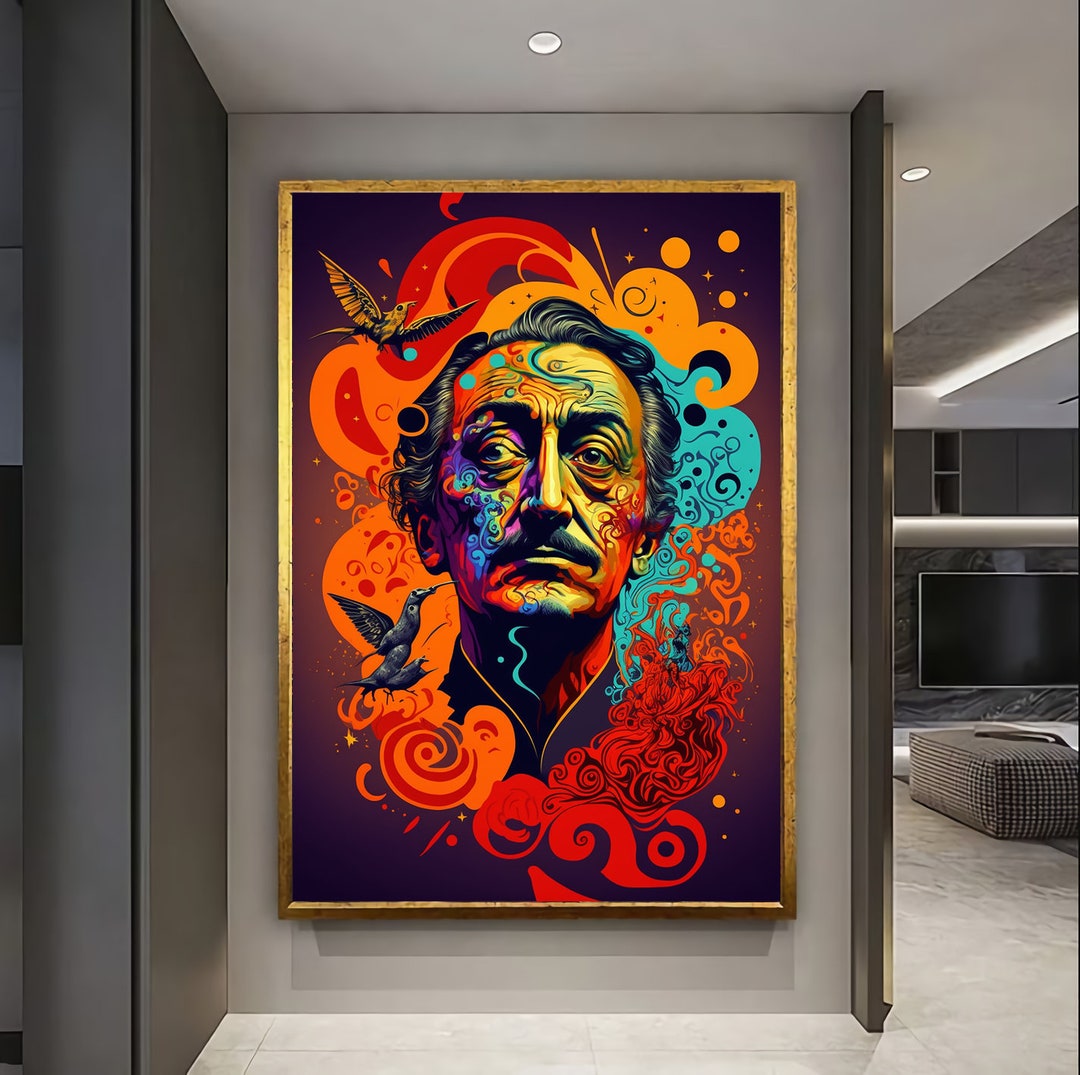 Salvador Dali Portrait, Salvador Dali Abstract Wall Art, Colorful Dali ...