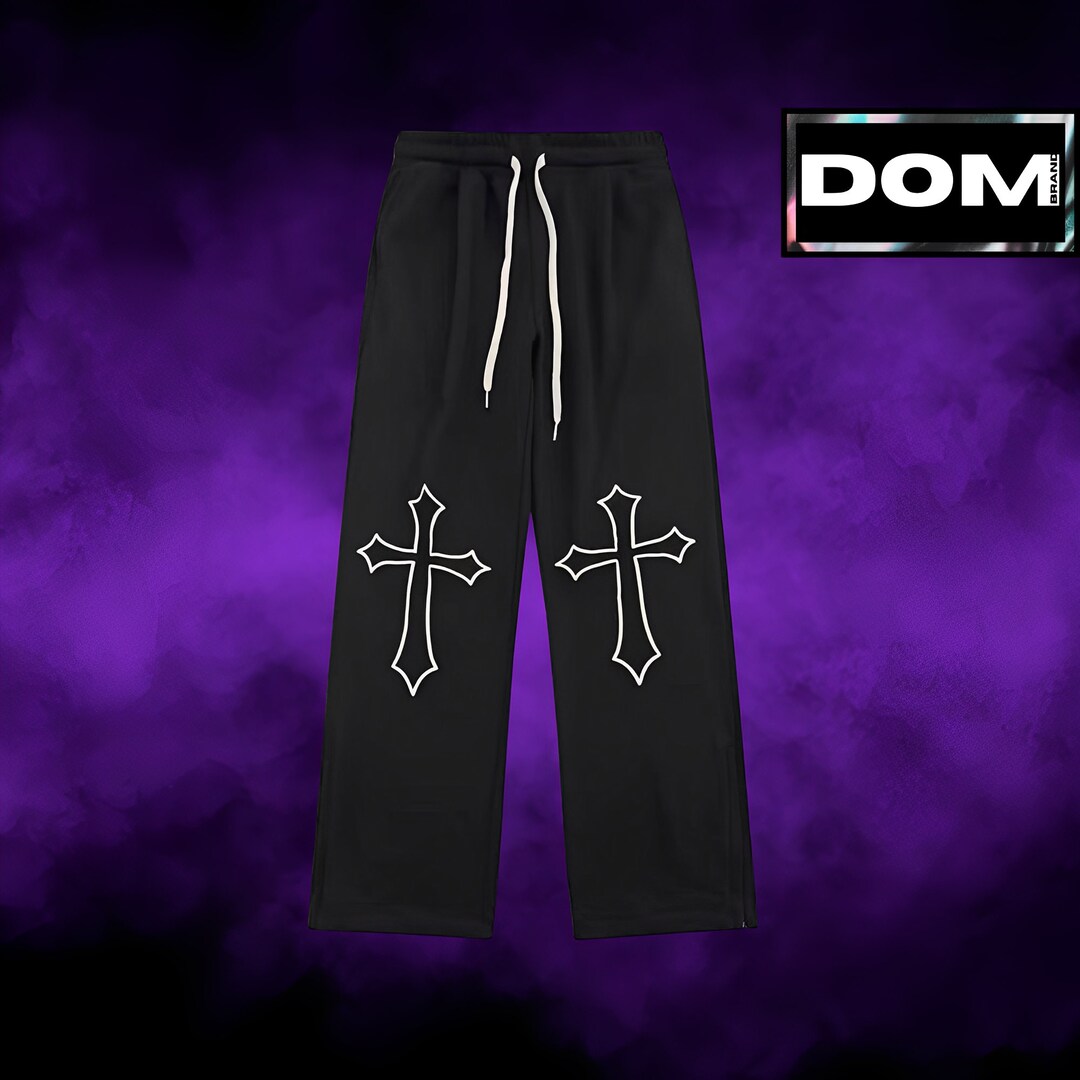 Cross Pants Black Vintage Pants Jogging Loose Sweatpants Harajuku Punk ...