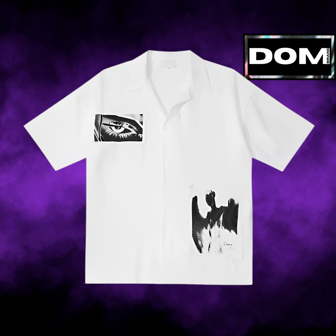 Glance of the Arcangel SHIRT, Angel Eye Shirt Short Sleeves White Black ...