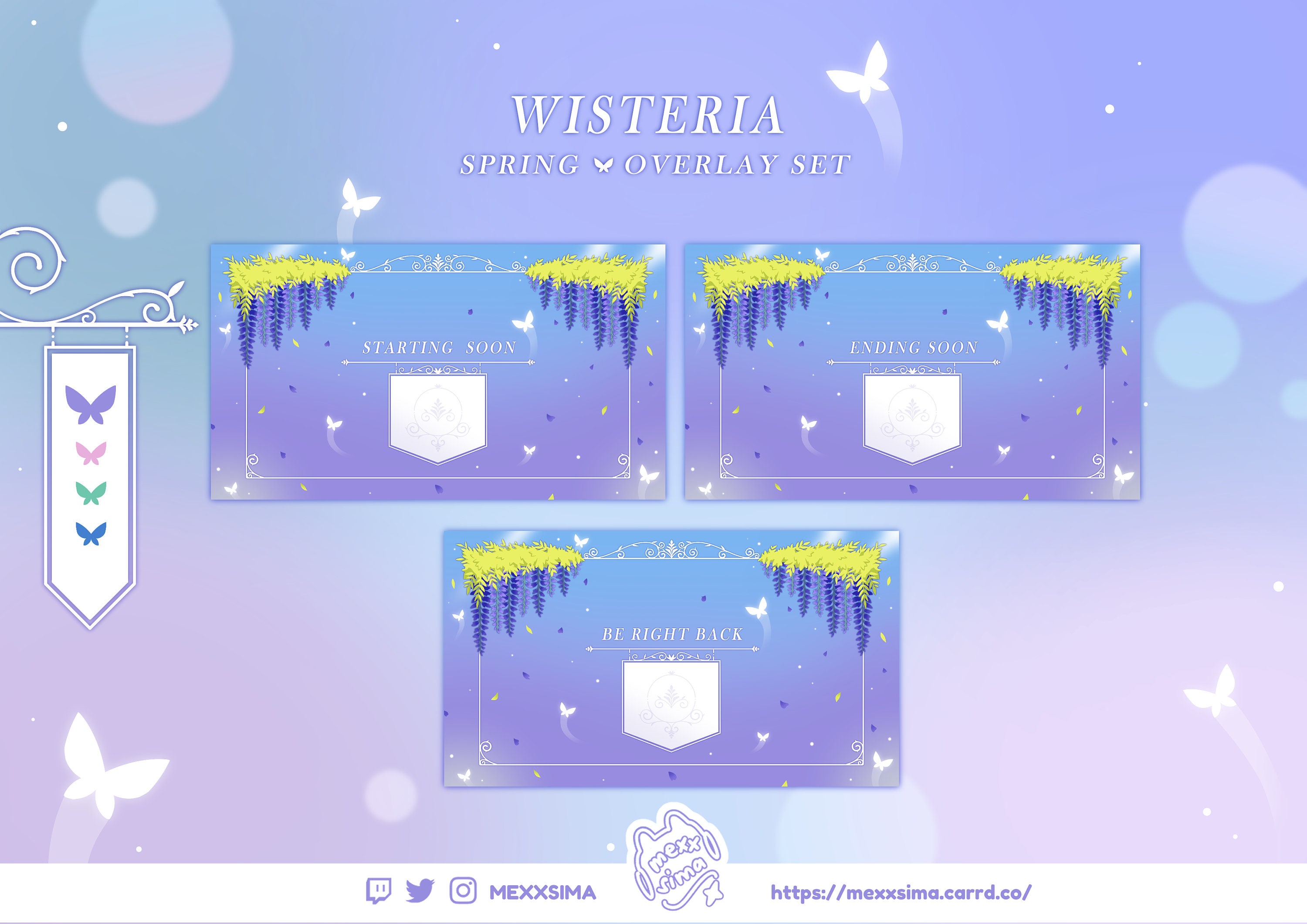 Wisteria Spring Stream Overlay Set • Pastel - Aesthetic - Butterfly - Cute - Minimal - Twitch ...