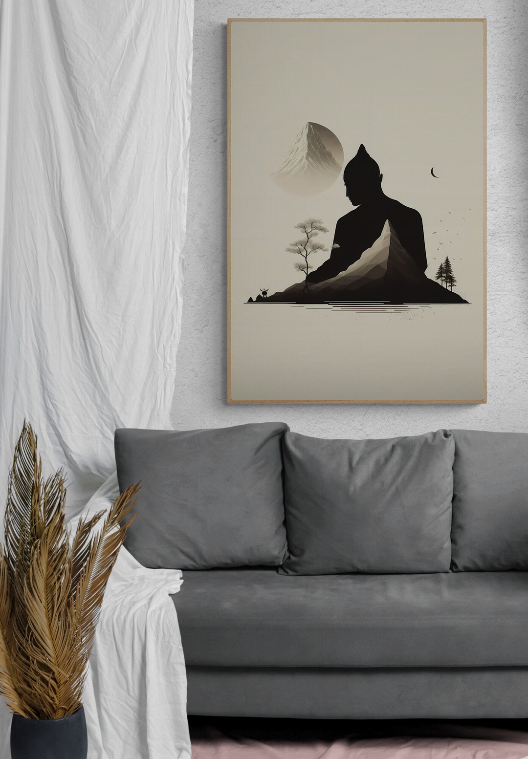 Zen Monk in Nature: Digital Painting Harmonizing Meditation With Nature ...