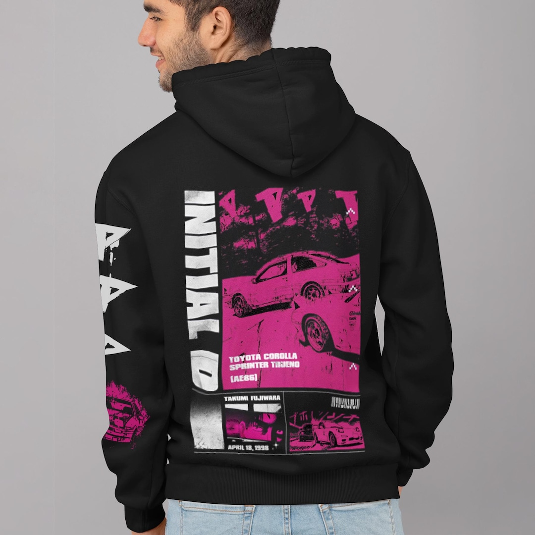 Initial D Manga Hoodie Unisex Anime Graphic Pullover Takumi AE86 Design ...