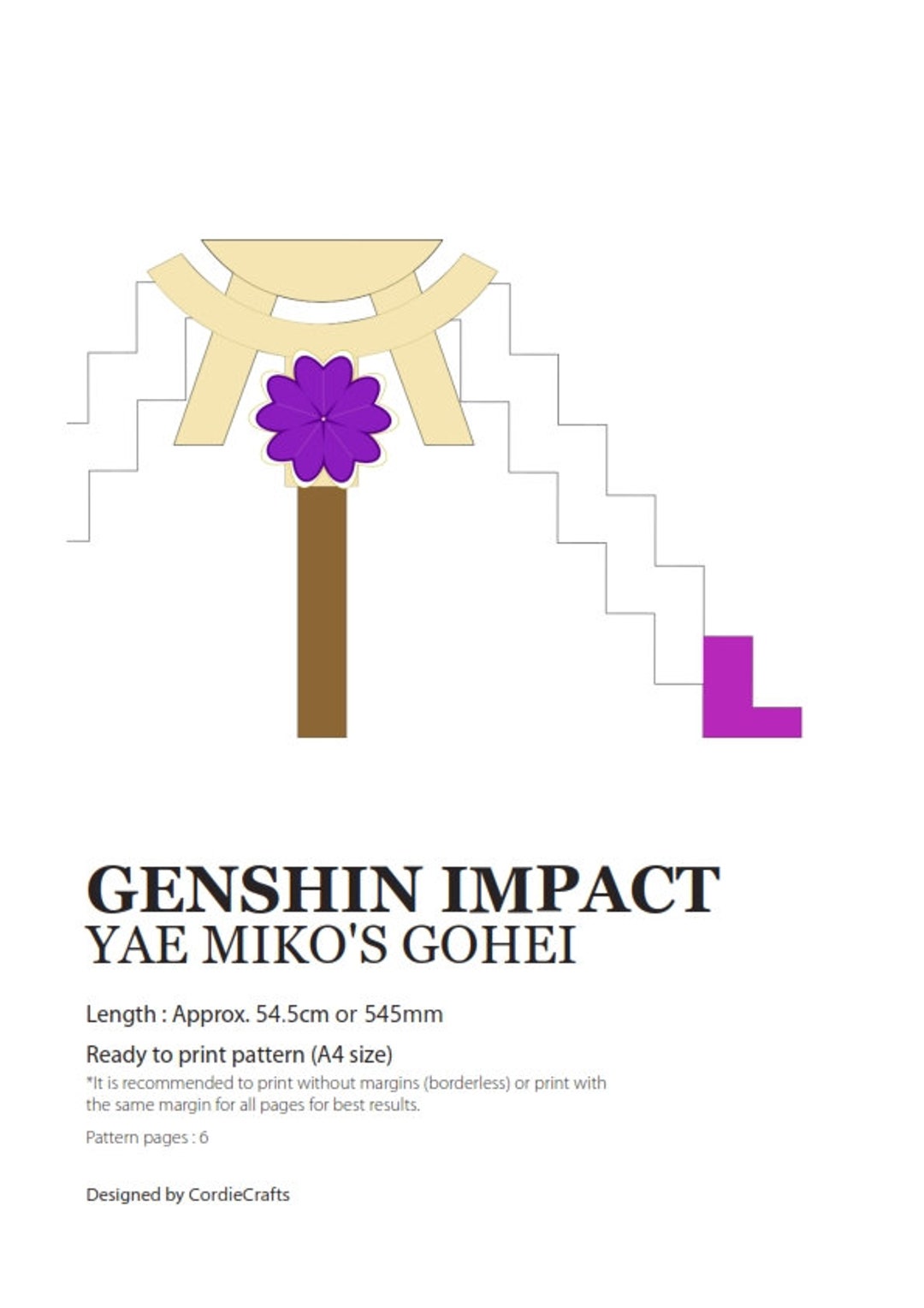 Genshin Impact Yae Miko's Gohei Staff Digital Pattern - Etsy