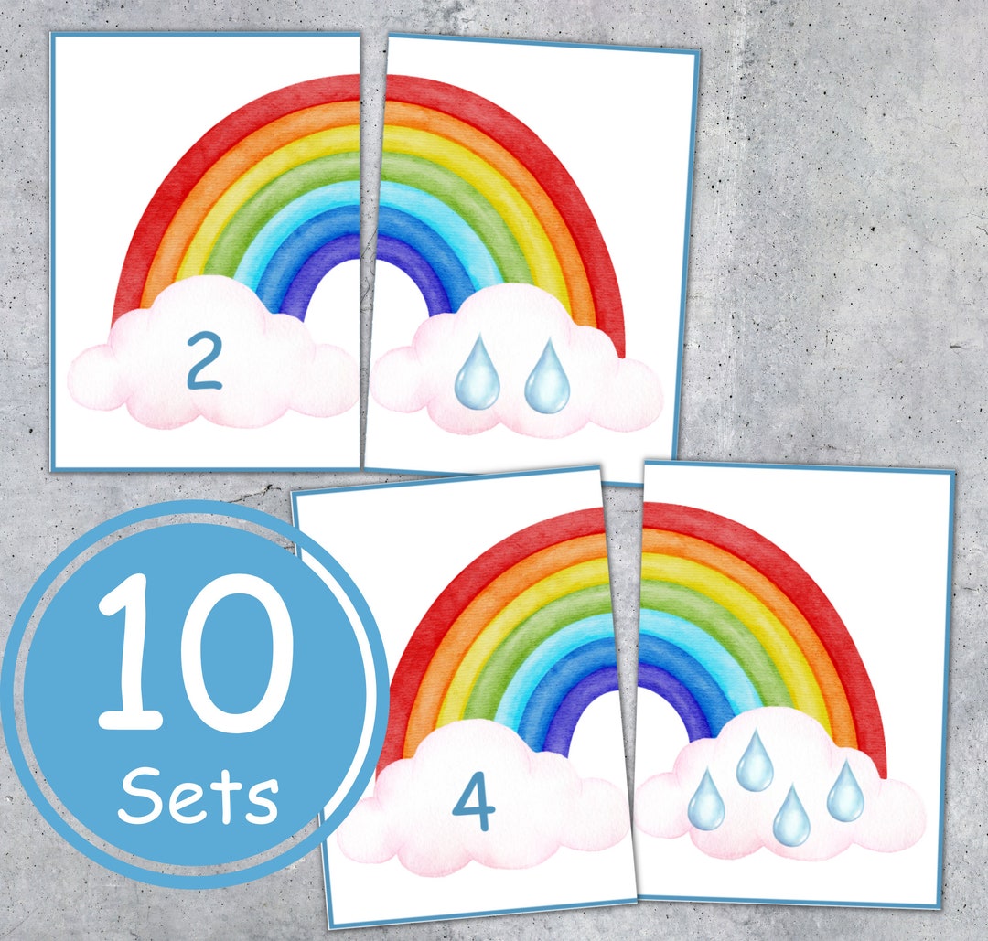 Rainbow Number Matching Cards, 1 to 10 Counting, Instant Download - Etsy