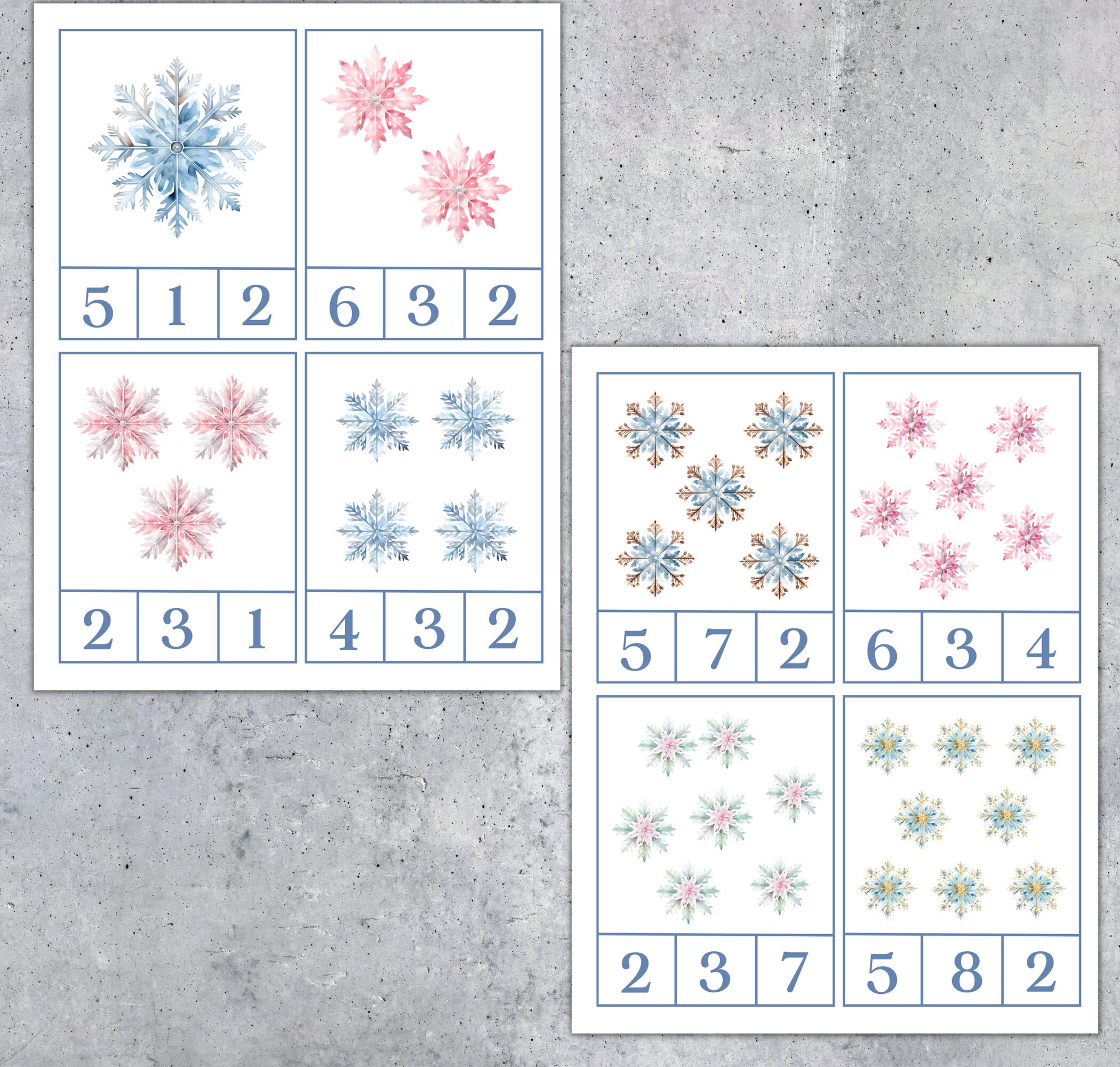 Snowflakes Count and Clip Cards, 1 to 12 Counting, Toddler Preschool ...