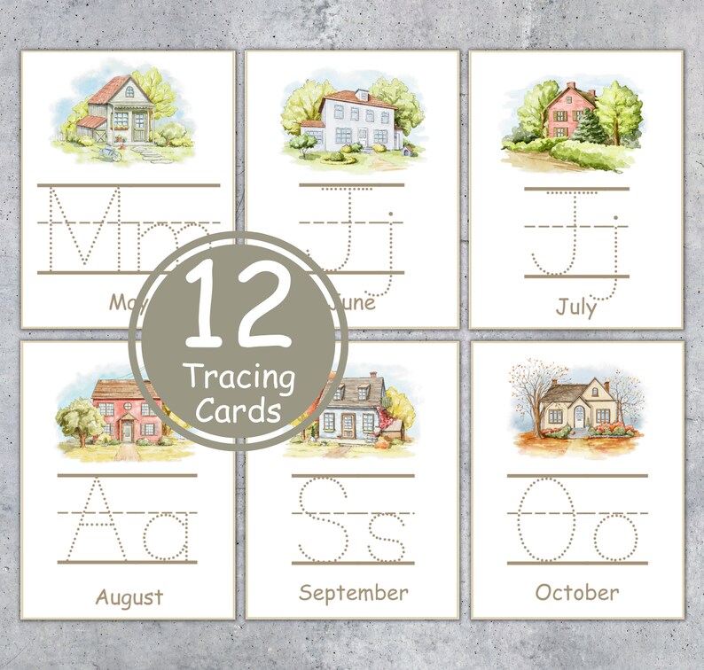 MONTHS of the Year Tracing Cards, Instant Download - Etsy Canada