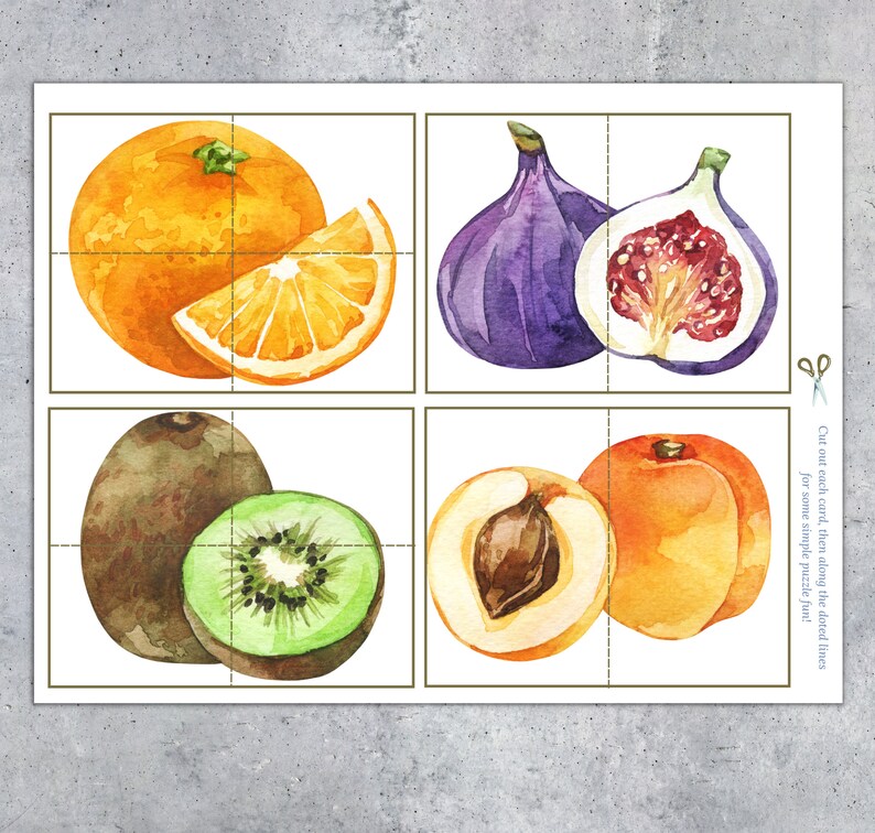 Fruit and Vegetables Matching Cards Game, Symmetry Puzzle, Toddler ...