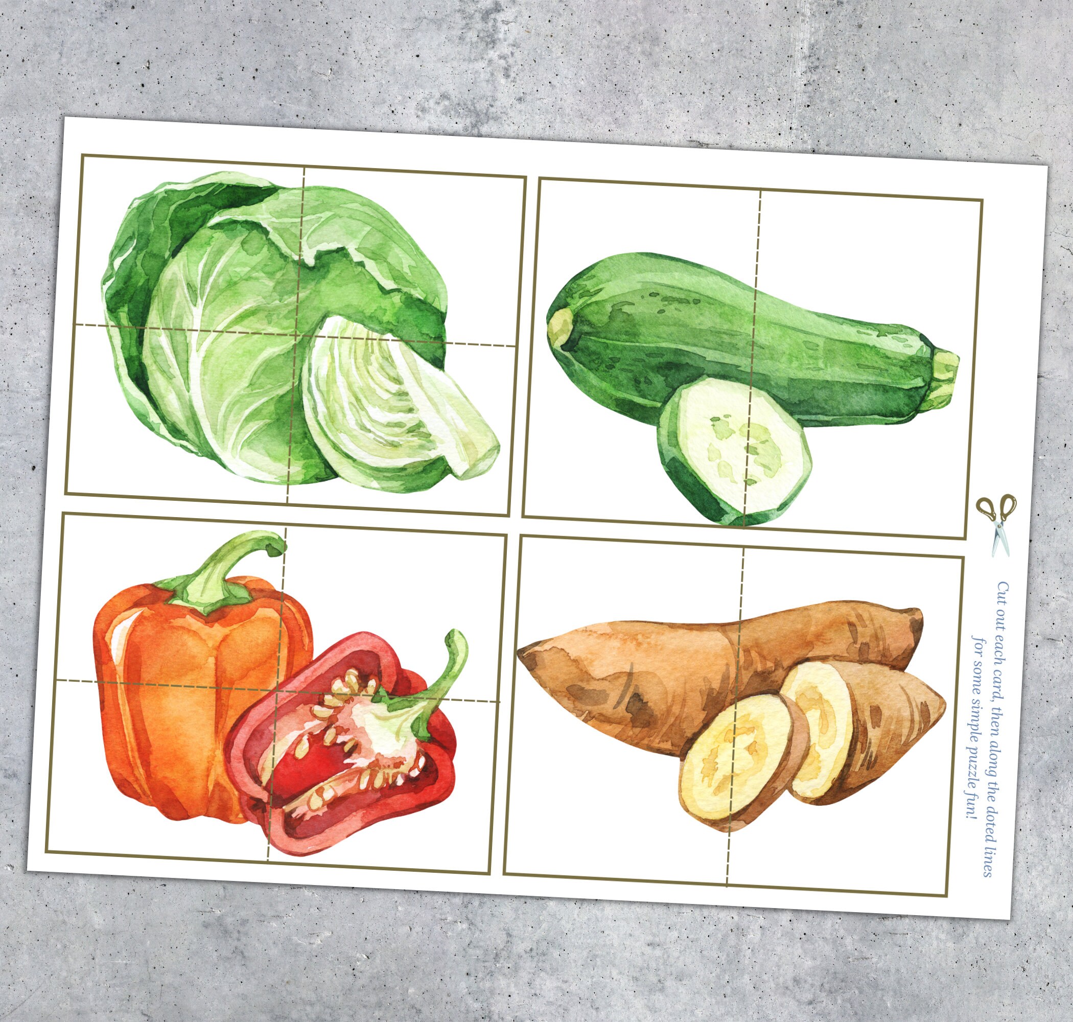 Fruit and Vegetables Matching Cards Game, Symmetry Puzzle, Toddler ...