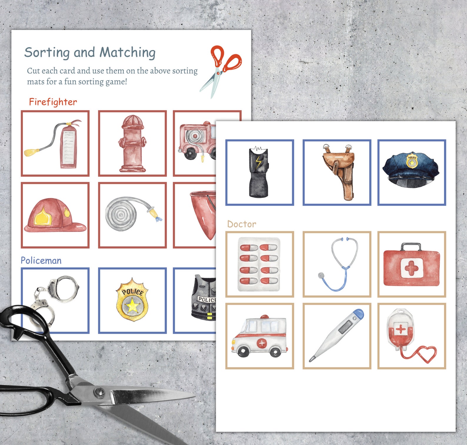 OCCUPATIONS Sorting Mats. Professions Preschool and Kindergarten ...