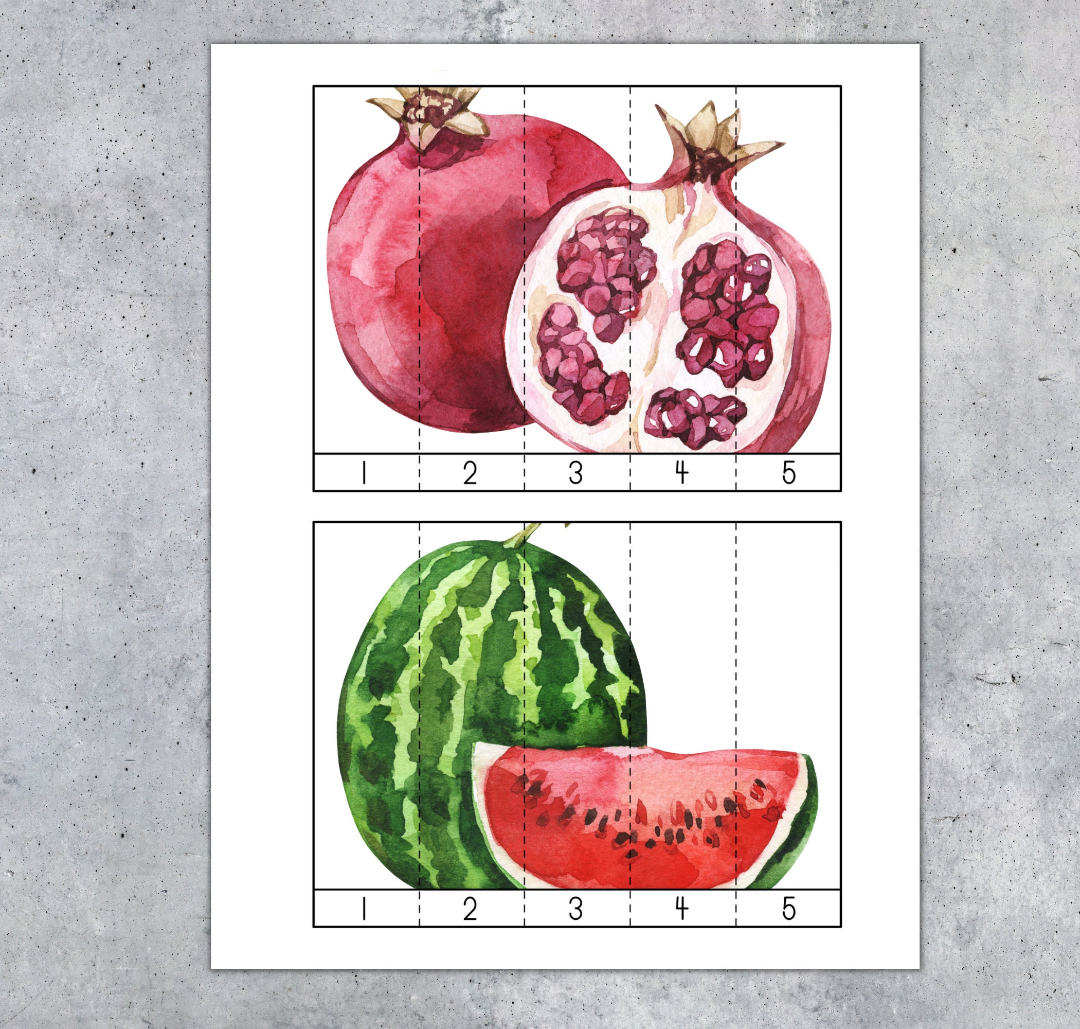 Fruit Number Sequence Puzzles Printable, Montessori Fruit and ...