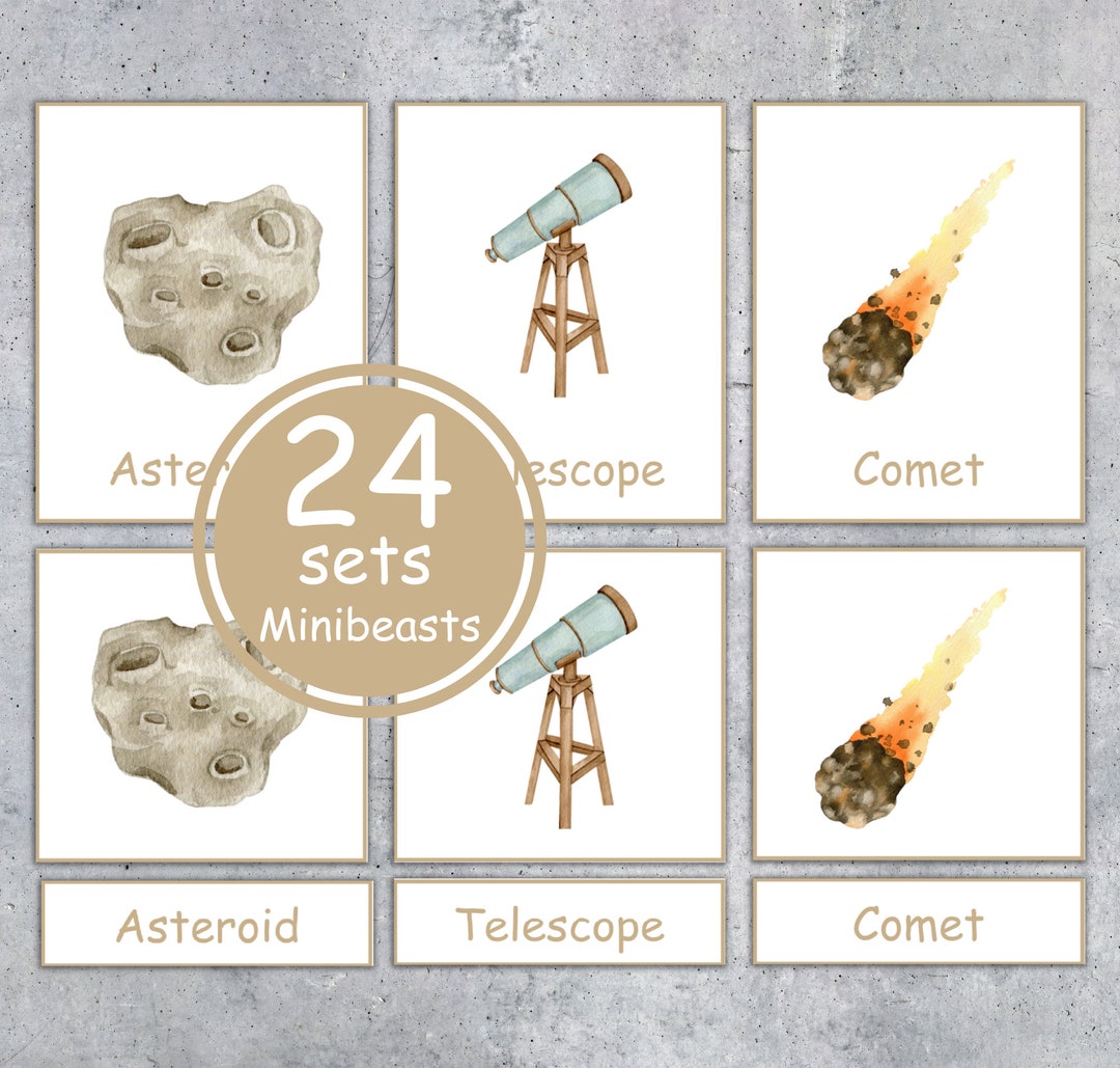 SPACE Montessori 3 Part Cards. Preschool Vocabulary Activity. Matching ...