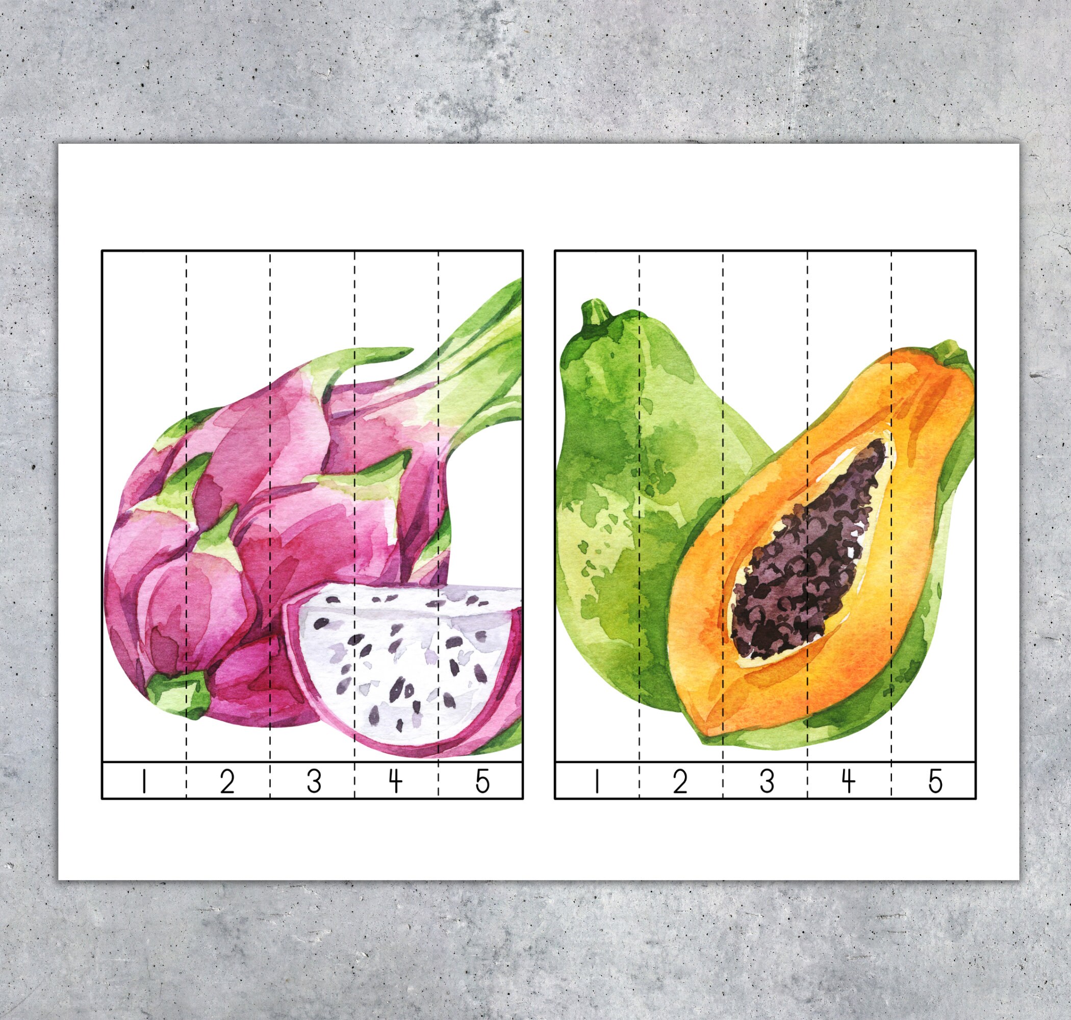 Fruit Number Sequence Puzzles Printable, Montessori Fruit and ...