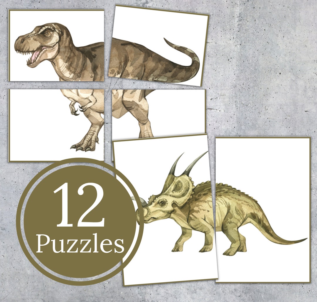 DINOSAURS Matching Cards Game, Symmetry Puzzle, Toddler Preschool ...